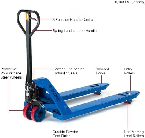 Global Industrial Pallet Jack Truck, 6600 Lb. Capacity, 27 x 48