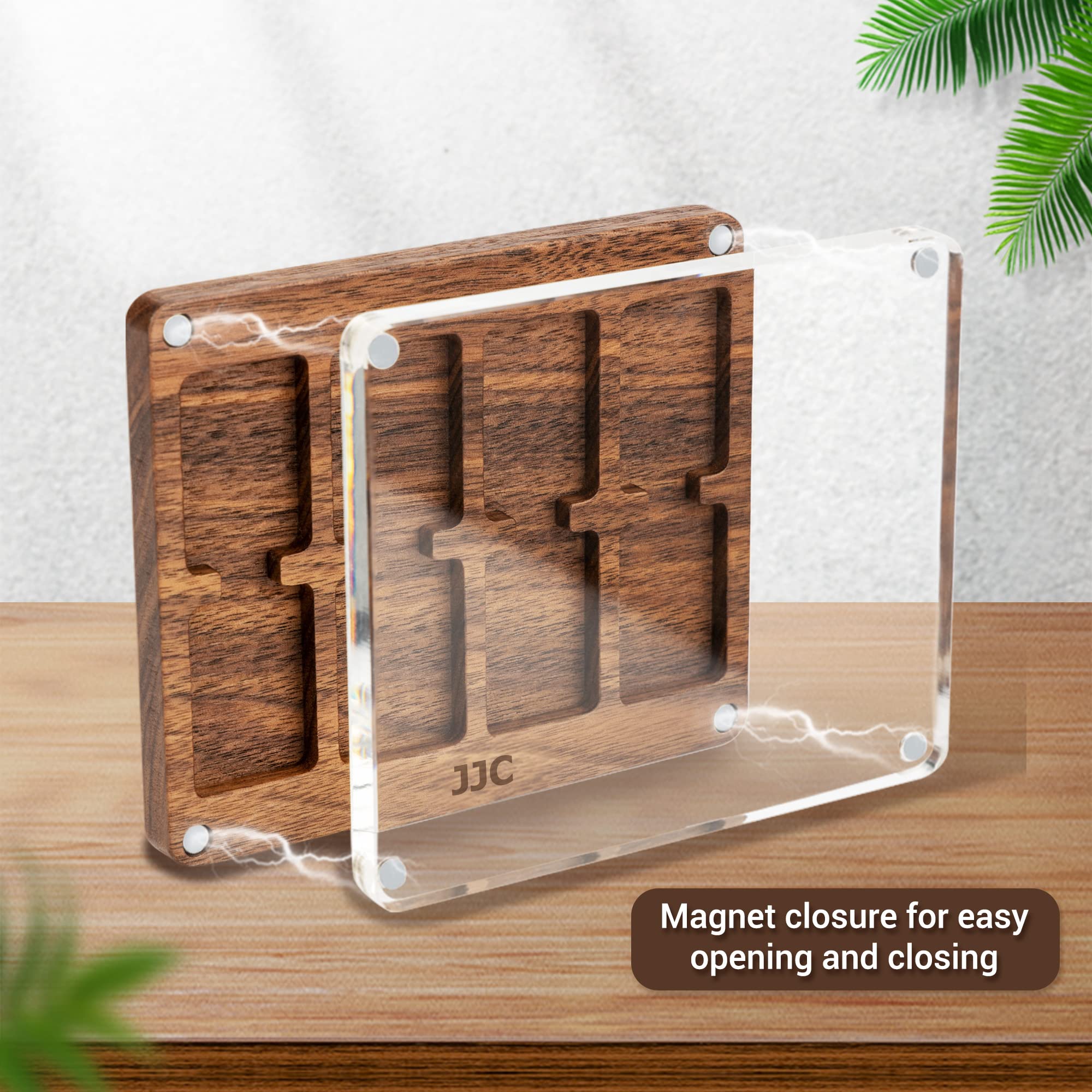 JJC Wooden Switch Game Card Case Holder for Nintendo Switch NS NX, 8 Slots Clear Transparent Acrylic Switch Game Cartridge Holder Storage