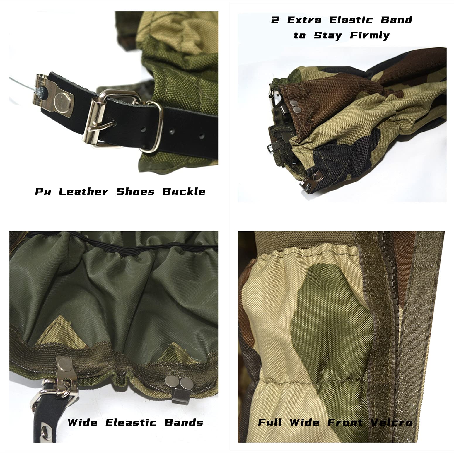JJZS Adjustable Snake Gaiters for Men & Women, Camo Snake Proof Boot Gators, Snake Bite Protection Guards Chaps, Waterproof Leg Gators for Hiking, Hunting, Snow, Snowshoeing, Rattlesnake