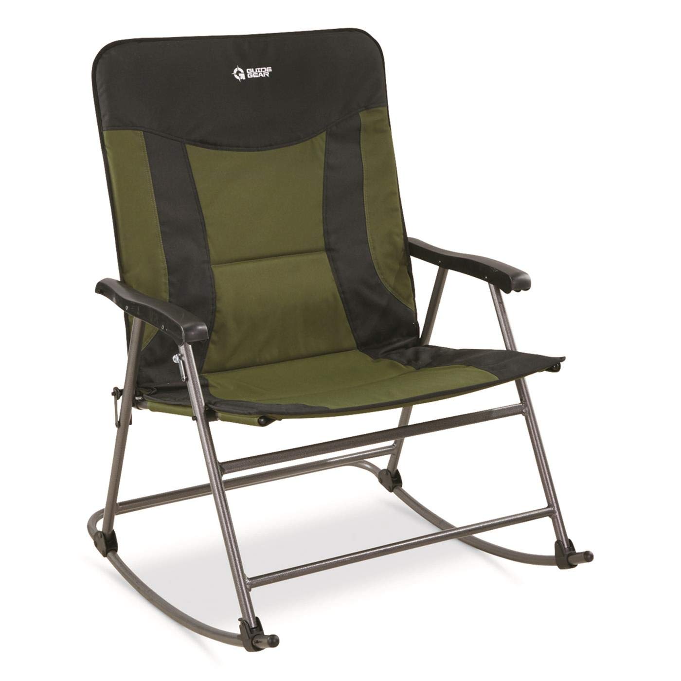 Guide Gear XXL Oversized Rocking Camping Chair, Heavy-Duty 600 lb Capacity Portable Folding Outdoor Camp Rocker Chairs for Adults Hunter Green/Black