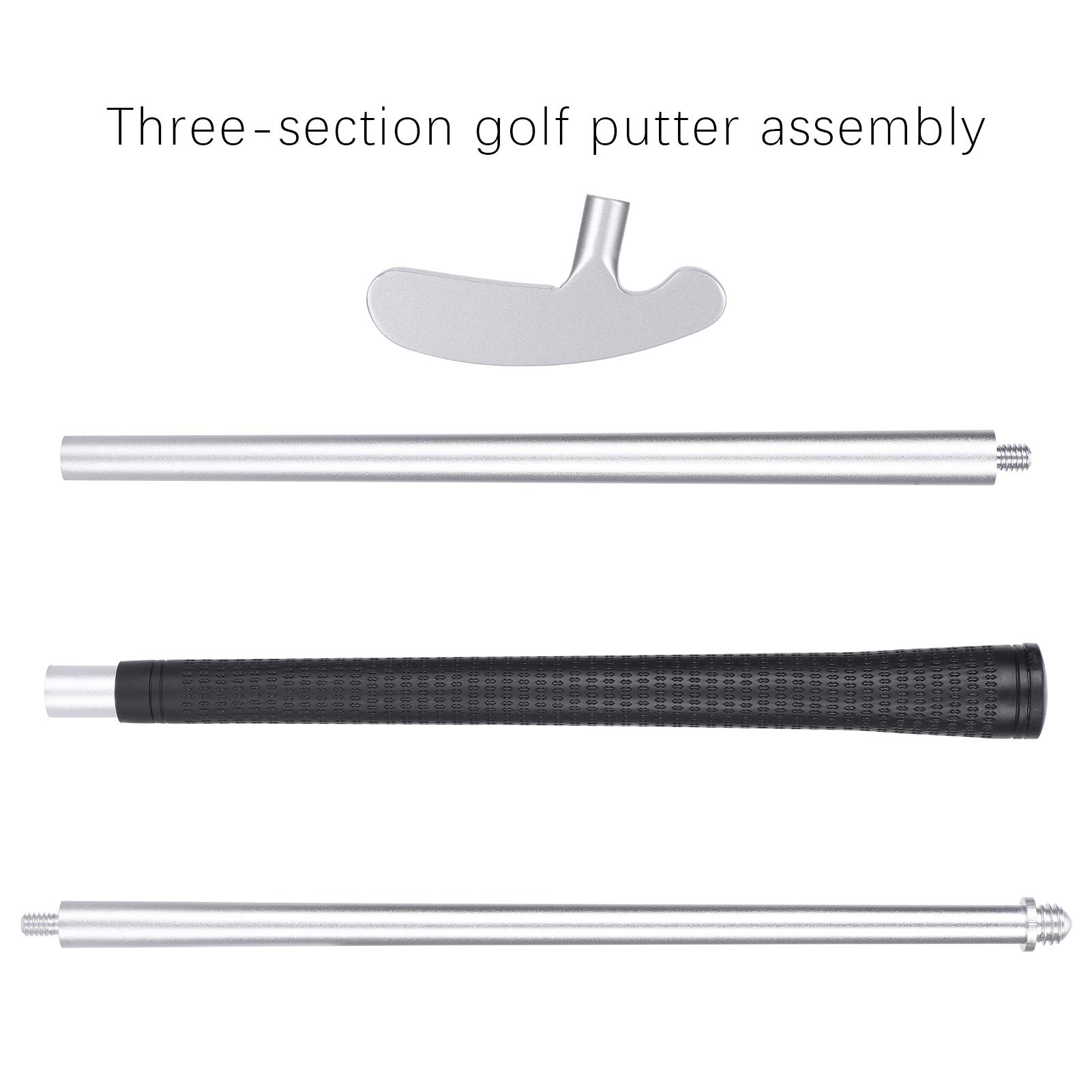 Golfball Putter Threesection Twoway Zinc Alloy Golfball Putter with Anti-skid Rubber Handle for Right or Left Handed Golfers