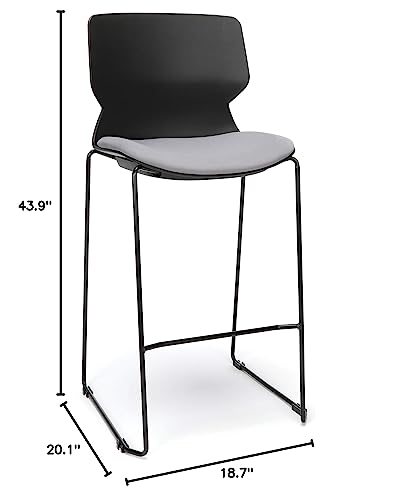 HON Basyx Contempo Guest Stool, 2 Pack, Black/Charcoal