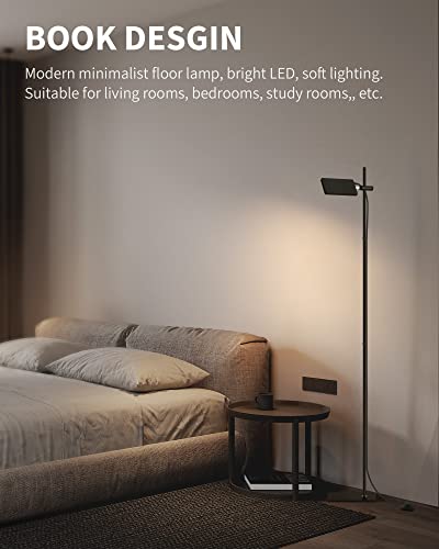 VISDANFO Modern Floor Lamp, 360 Degree Rotation Sky LED Floor lamp Office Lighting, Bright LED Standing Pole Light, Tall Lamps for Living Room,Bedroom,Reading,Study Room (Black)