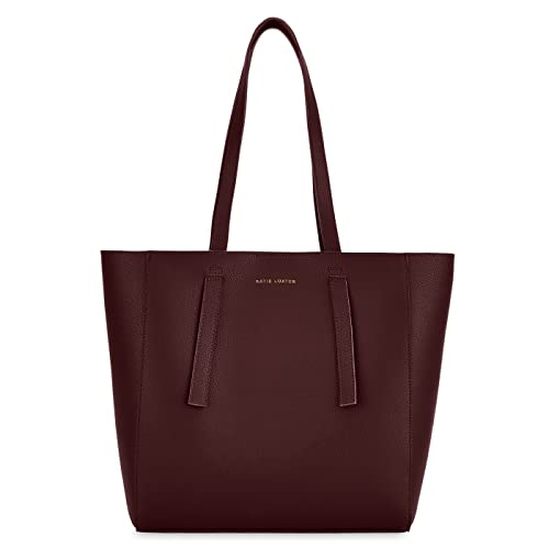 KATIE LOXTON Emmy Womens Medium Vegan Leather Double Shoulder Strap Tote Bag Plum