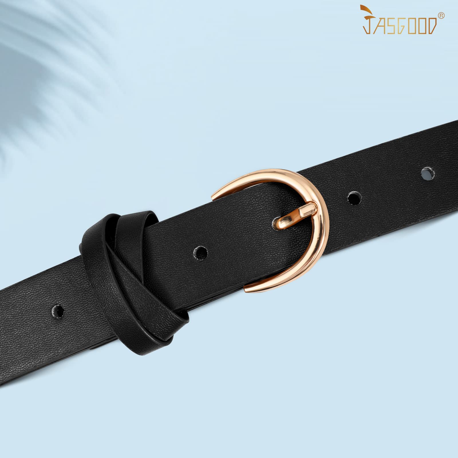 JASGOOD 2 Pack Women Leather Belt for Jeans Pants,Fashion PU leather Belt with Silver Buckle