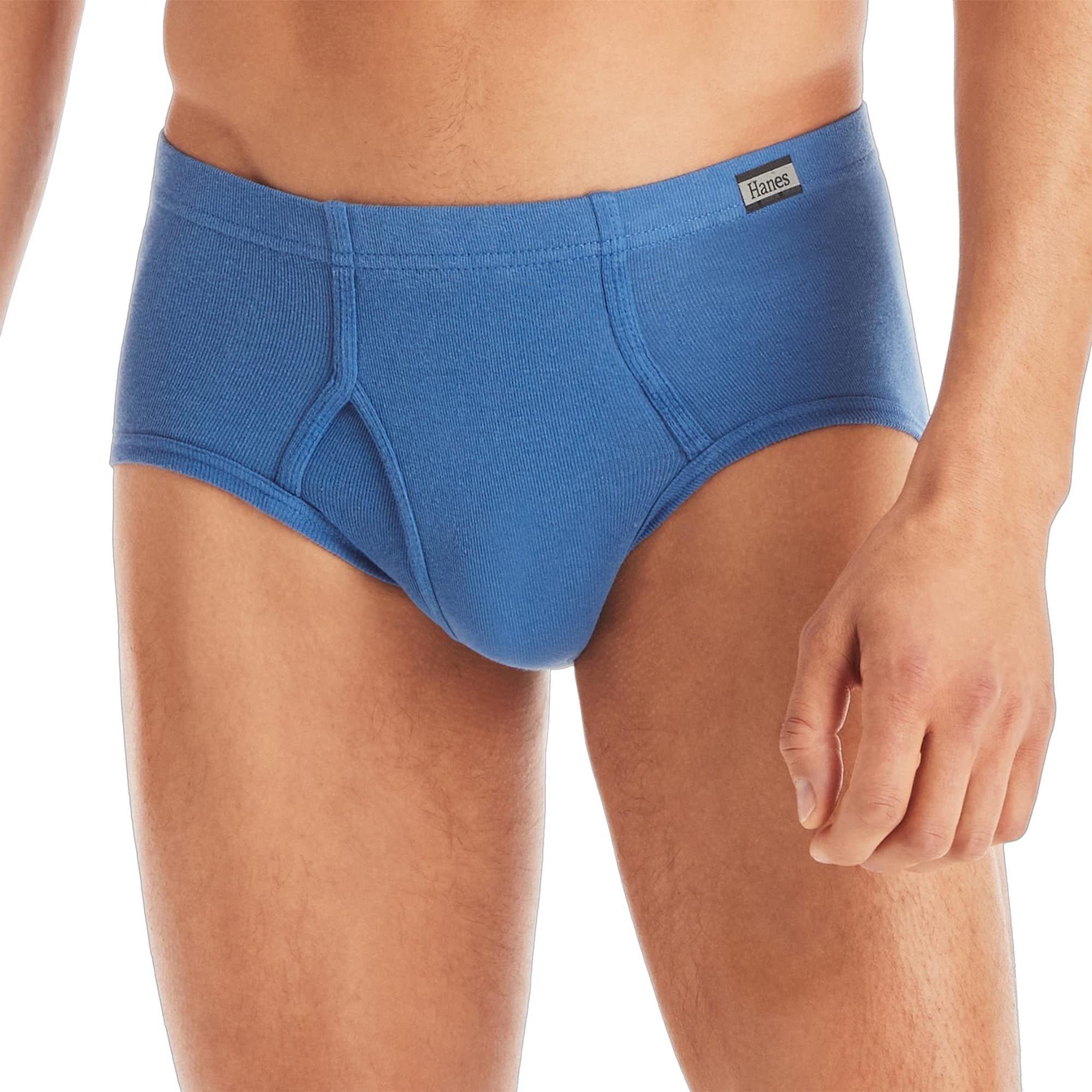 Hanes Men's Pack, Mid-Rise Briefs, Stretch Cotton Underwear, Classic, (Pack of 6) (Colors May Vary), Gray, Large