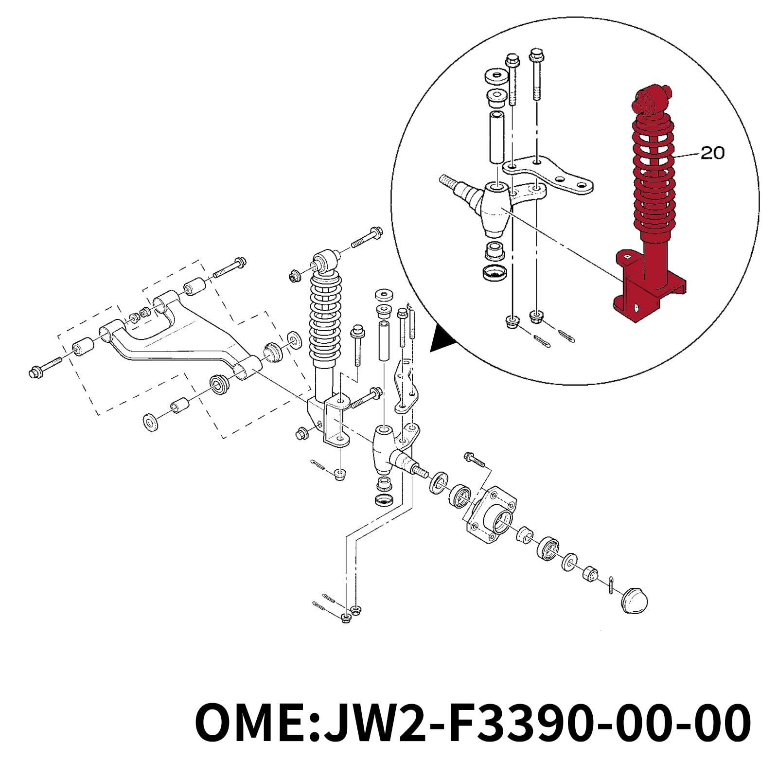 GOXFOFO Golf Cart Front Shock Absorber Golf Carts Accessories for Yamaha Drive G29 Golf Cart Passenger Side or Driver Side (Passenger Side,OEM# JW2-F3390-00-00)