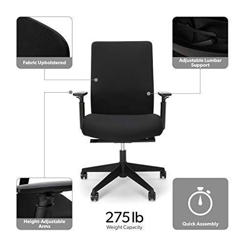 HON Basyx Biometryx Commercial-Grade Fabric Upholstered Task Chair, Black