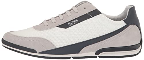 HUGO Boss Men's Saturn Profile Low Top Sneaker, Open White, 8