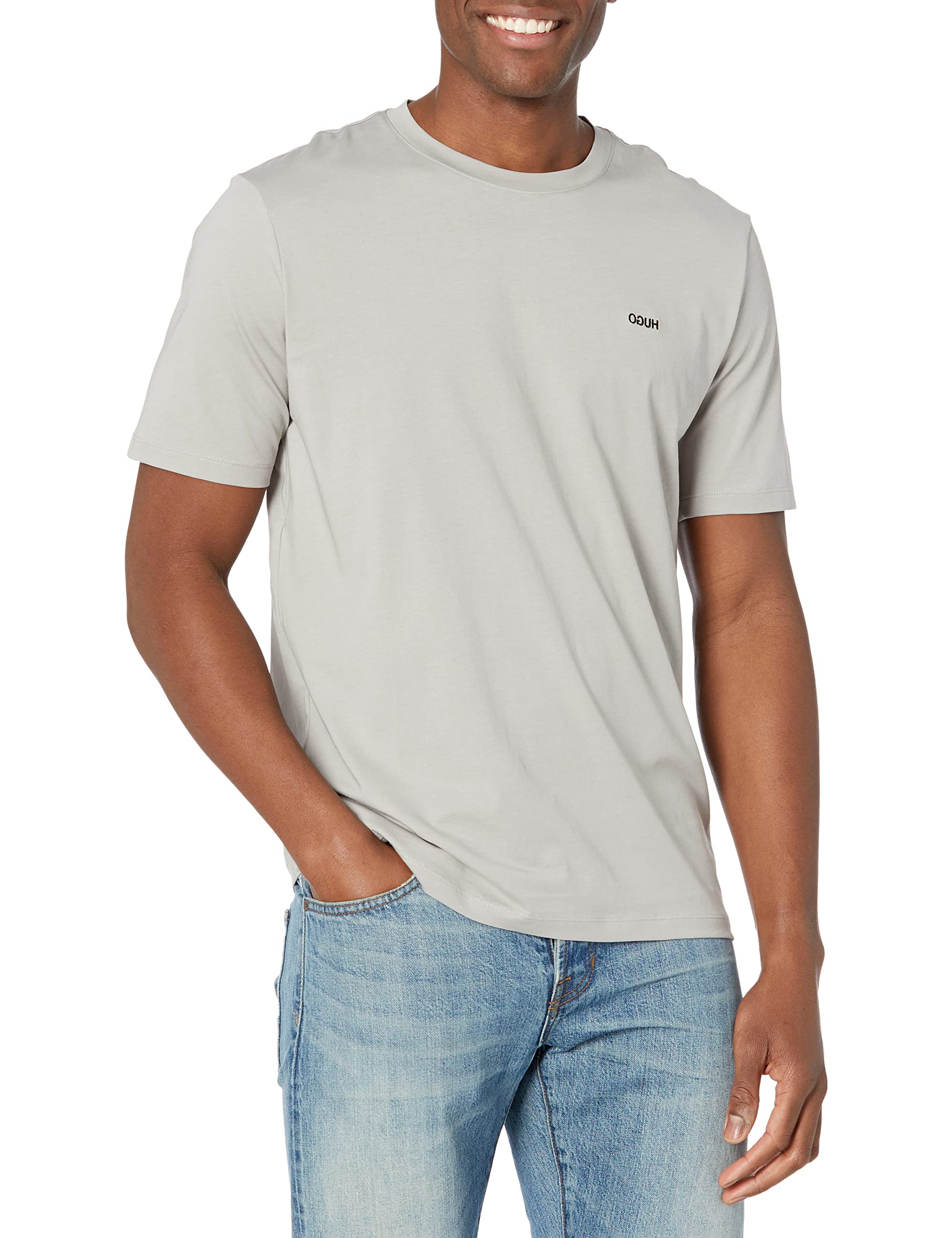 HUGO Dero Regular Fit Short Sleeve Reversed Logo Jersey T-Shirt Chalk White