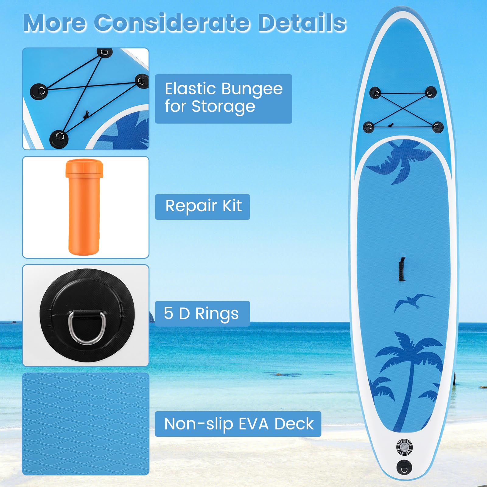 GYMAX Paddle Board, 9.8’/10’/11’ x 6” Inflatable Stand Up Paddle Board with SUP Accessories, Removable Fin, Paddle & Carry Bag, Blow Up Paddle Boards Standing Boat for Adults Youth (Navy, 11FT)