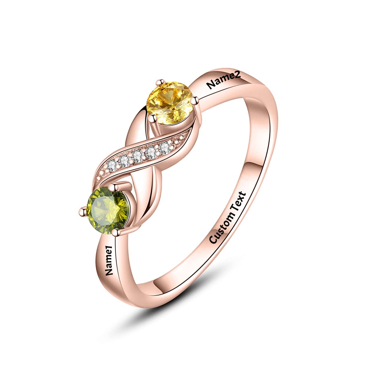 Heywords Infinity Ring Promise Rings with 2 birthstones for Women Love Couples Him Her Best