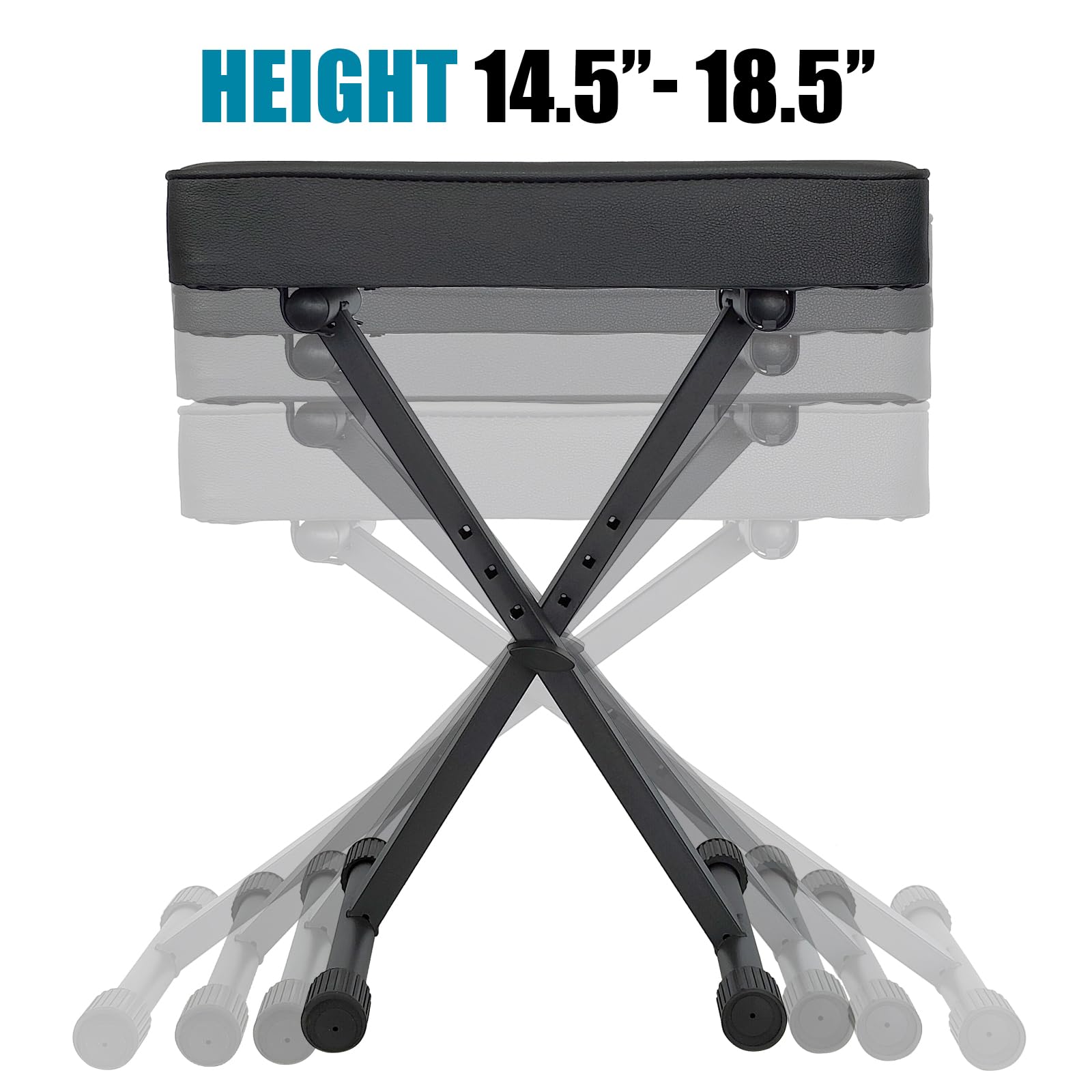 GLEAM Keyboard Bench Padded Cushion X-Style Height Adjustable 16.3-19.6in Piano Stool Bench Keyboard Chair Black
