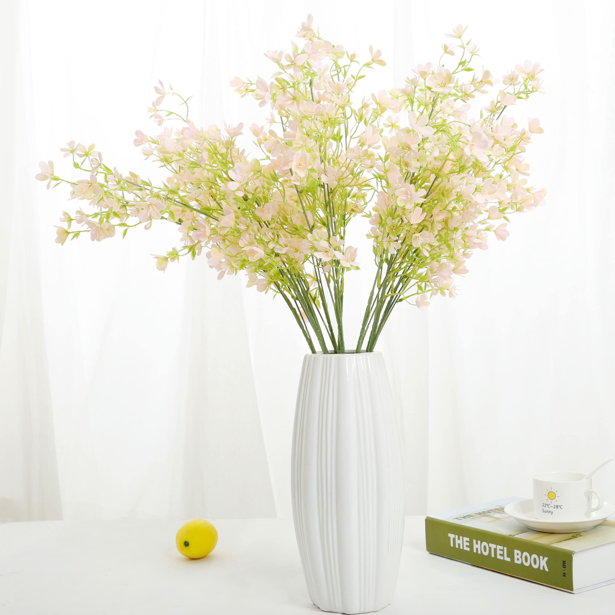 Grand Verde 29” Blush-Pink Plastic Flowers Artificial Bouquet Faux Greenery Long Stems for Tall Vase, DIY Crafts Home Decoration, Bulk 5pcs