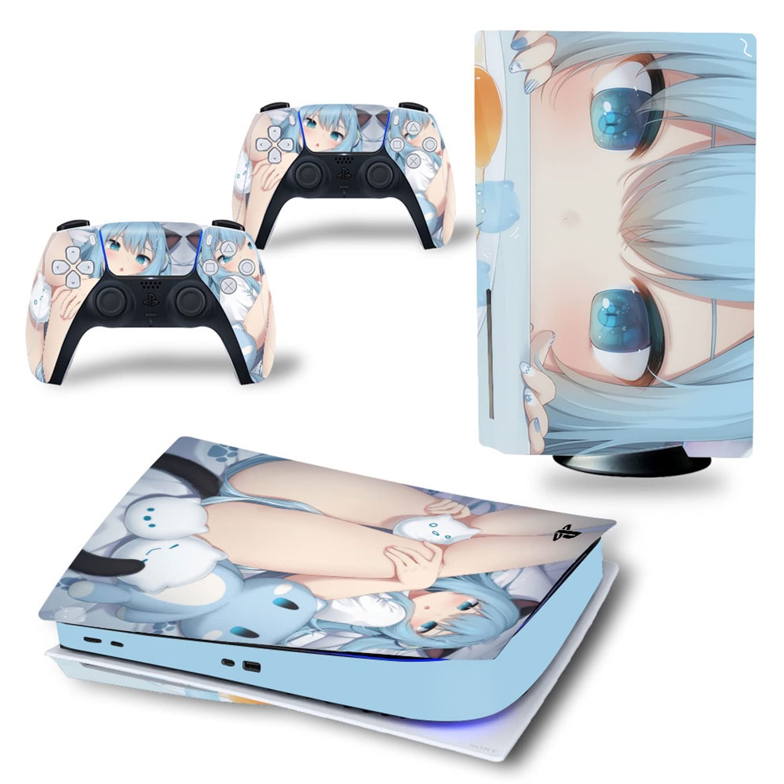 LEEWEE for PS5 Skin Disc Edition Anime Console and Controller Vinyl Cover Skins Wraps for PS5 Disc Version(95339) No Foaming (Color : 2)