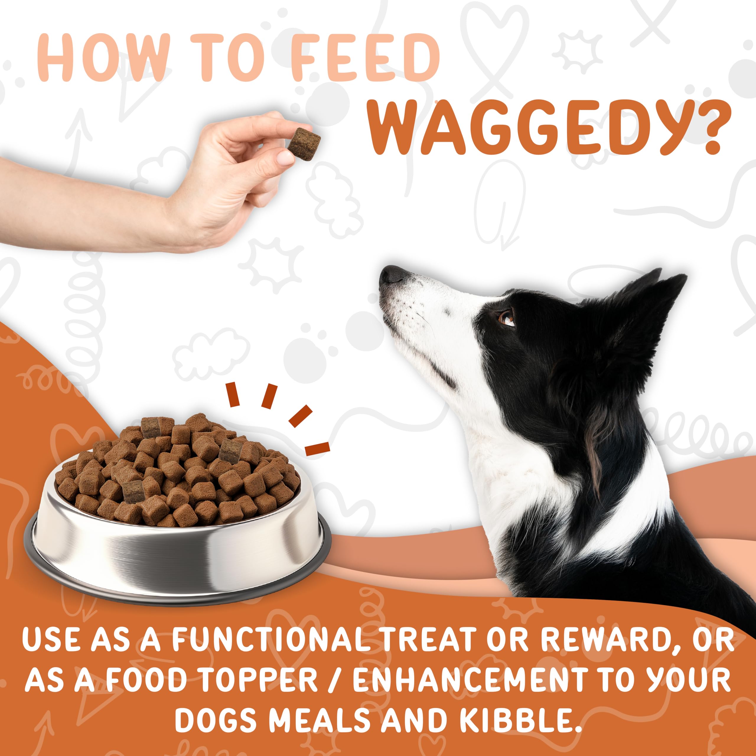 waggedy Hip and Joint Turmeric - Dog Supplements for Joints with Glucosamine & MSM β All-Natural Daily Glucosamine for Dogs to Improve Flexibility & Mobility (2 Packs of 60 Dog Chews Each)