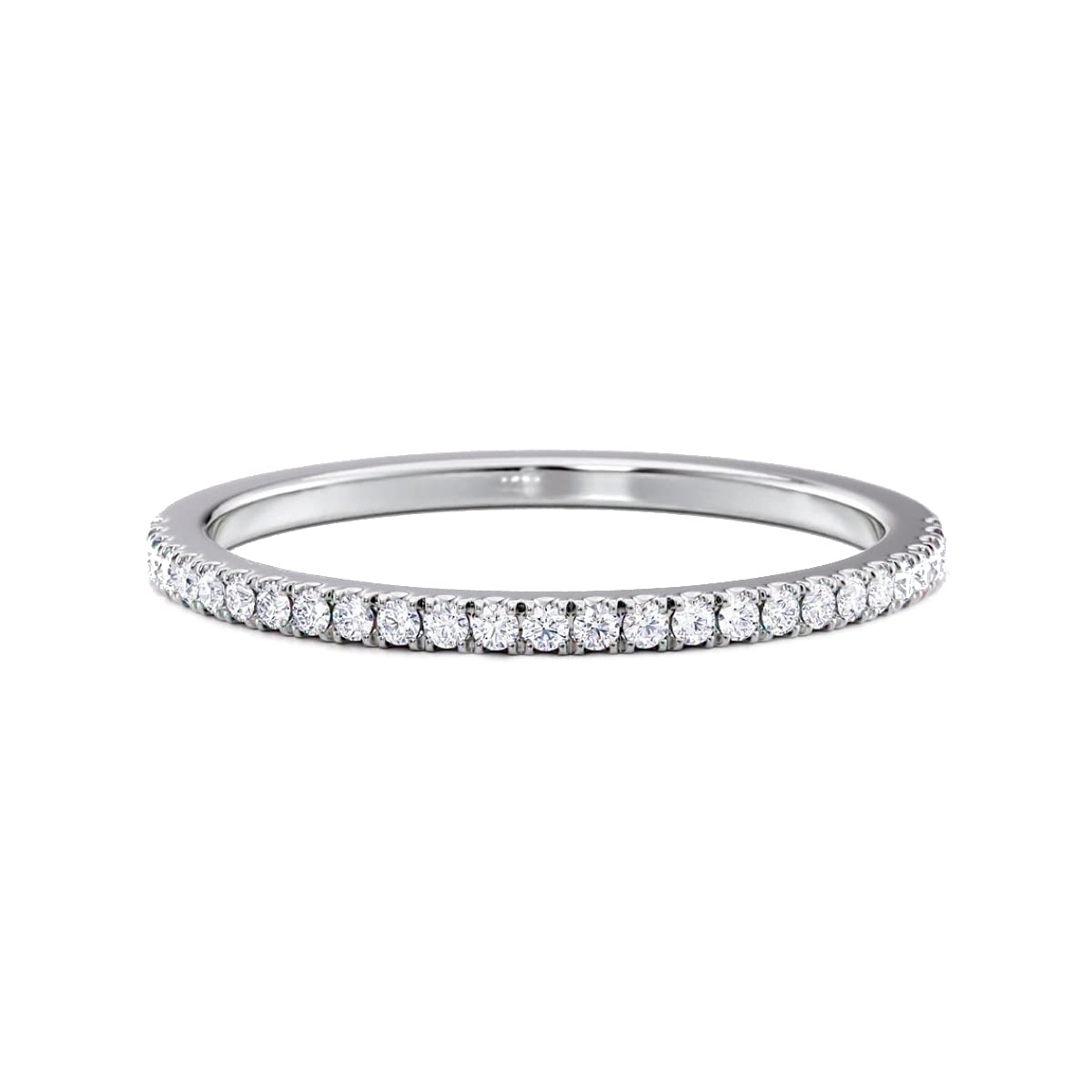 JEWELS FORUM 0.14cts Natural Diamond Classic Half Eternity Anniversary Band Ring Pave Set 10k Gold Diamond Wedding Band Rings For Women (Color-HI/Clarity-I1-2) (white-gold)