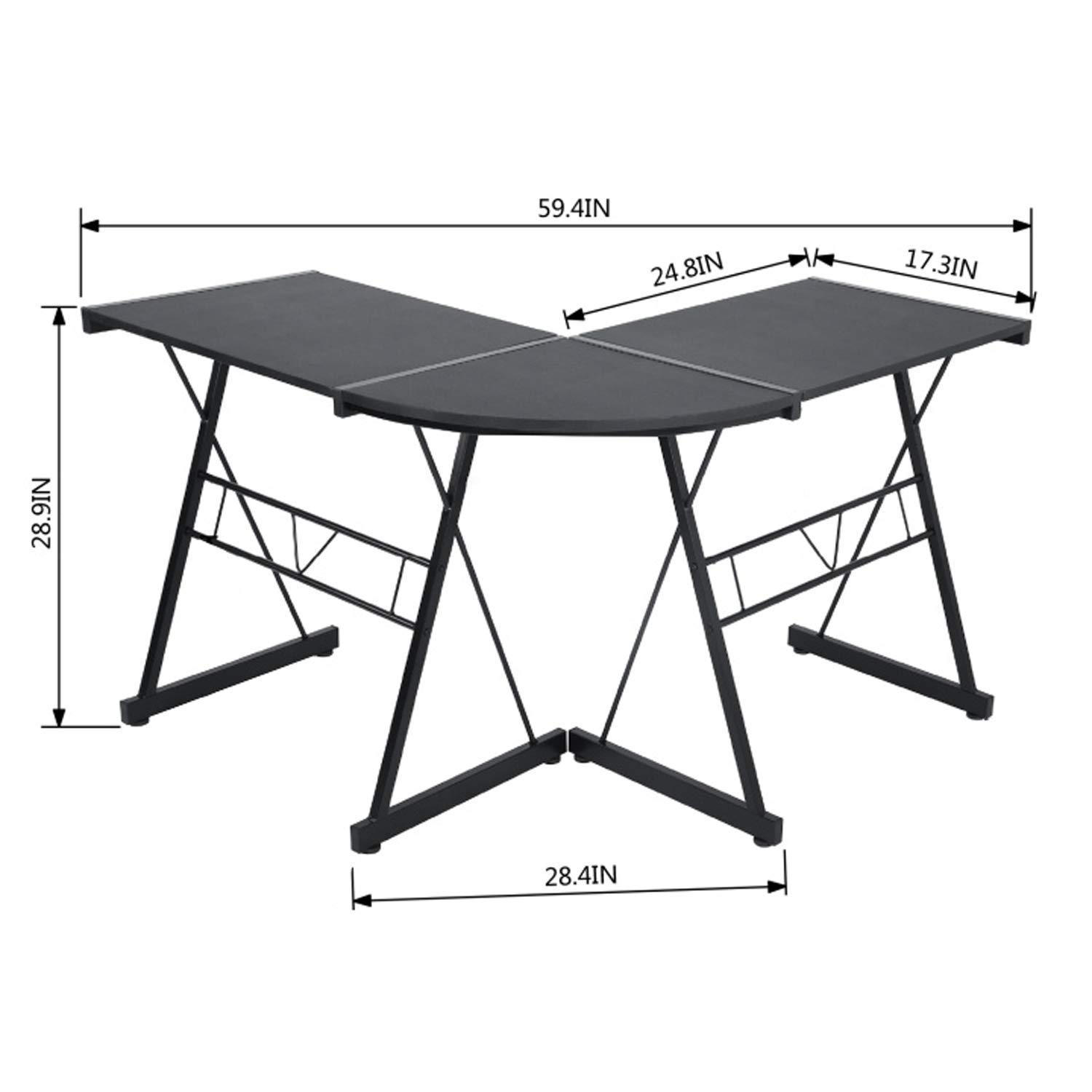 GreenForest L Shaped Corner Desk, Industrial Style Computer Gaming Desk PC Laptop Workstation for Home Office, Black