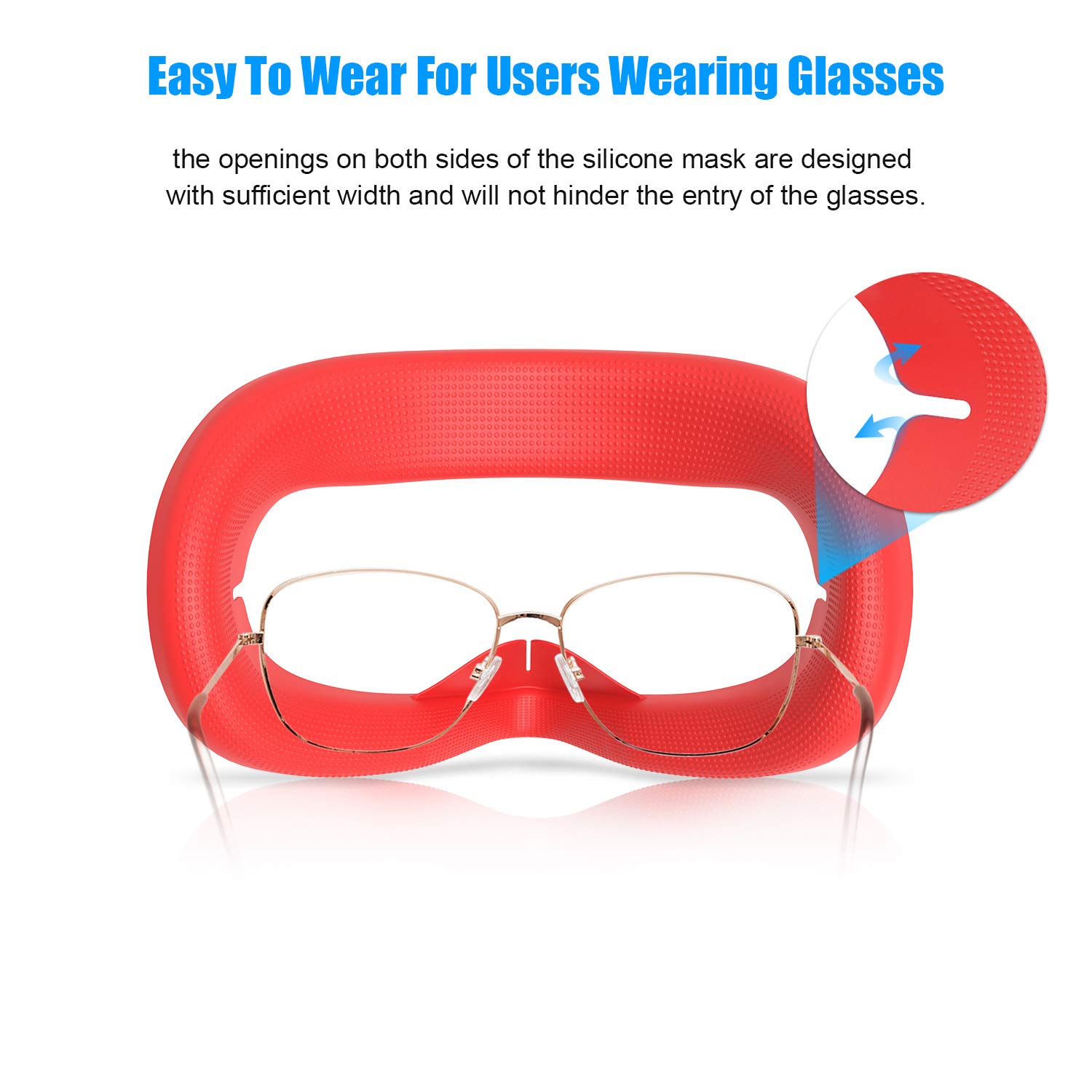 LEABBY VR Silicone Face Cover Compatible with Oculus Quest 2,Light-Thin VR Face Pads,Waterproof Anti-Dirty Replacement Facial Cushion VR Pads Accessories (1Pcs/Red)