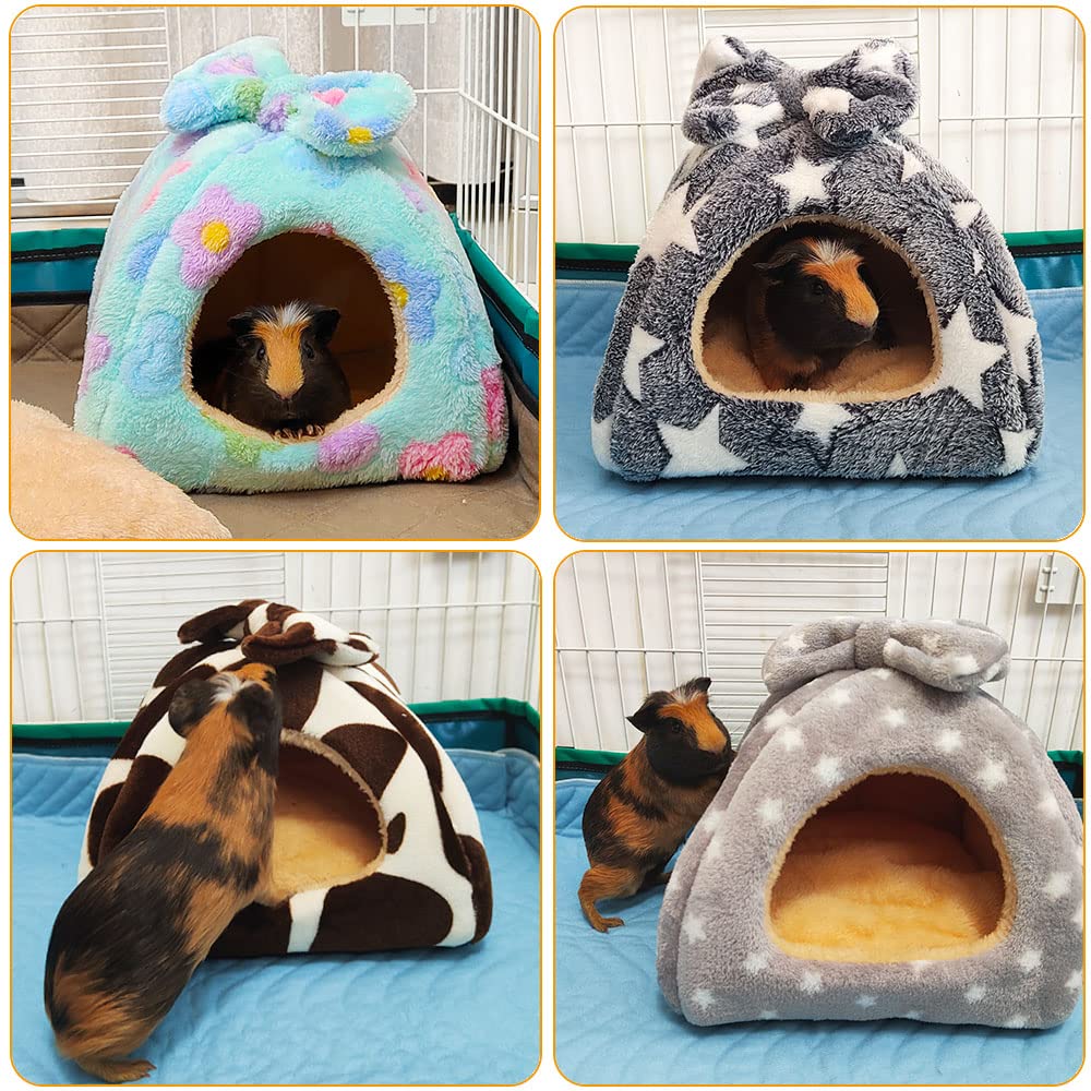 GINIDEAR Guinea Pig Bed, Guinea Pig Hideout House Accessories Warm Bed for Small Animals Hamsters Chinchillas Dwarf Bunnies Hedgehogs. L, Lightgreystars