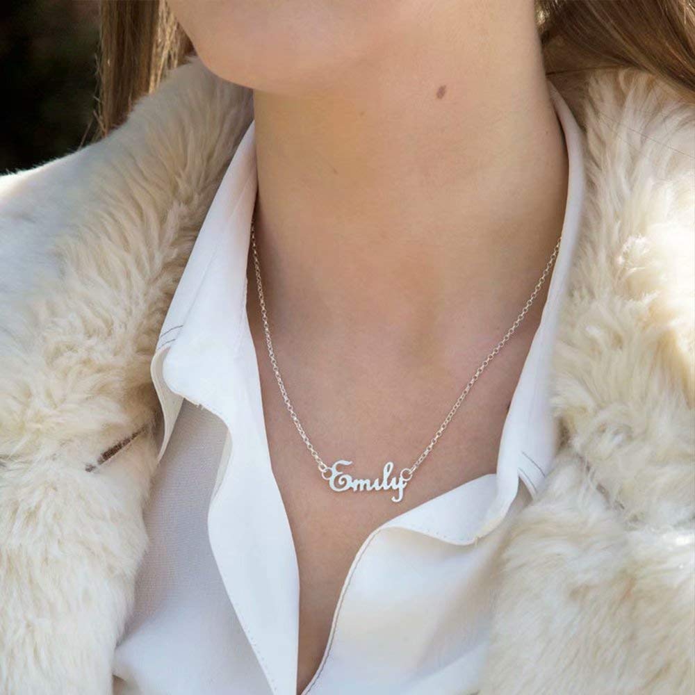 Hidepoo Jasmine Necklace - 18K Gold Plated Name Necklace Jasmine for Women Jewelry