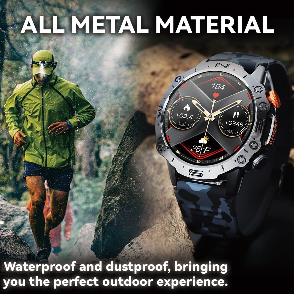 GLONHI Smart Watch for Men Women, 1.43" AMOLED HD-Display (Answer/Make Call),Fitness Tracker with Heart Rate Blood Oxygen Monitor, 40Days Long Battery for Android iOS (Silver)