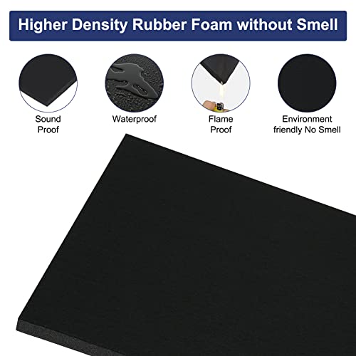 Kaqiluo 2 Pack Self-adhesive Two Layers Acoustic Foam Panels, Sound Proof Padding, Fire/Water Resistant Decorative Acoustic Treatment Foam, 0.5’’ x 12’’ x12’’