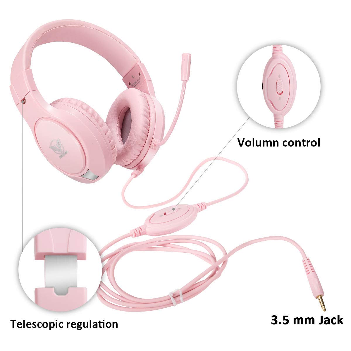 Gaming Headset for PS4, PC, Xbox One Controller, Windows PC, Noise Cancelling Over Ear Headphones with Mic, Bass Surround, Soft Memory Earmuffs for Laptop Mac Nintendo Switch Games