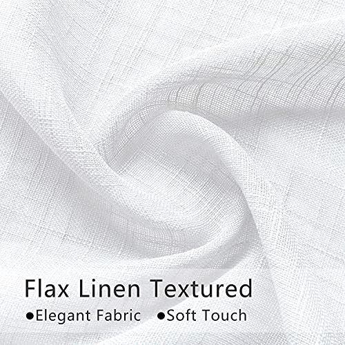 XTMYI White Kitchen Curtains 24 Inch Length Set of 2 Panels Cafe Curtain Tiers Linen Textured Semi Sheer Boho Farmhouse Short Curtains for Small Bathroom Basement Window RV Camper