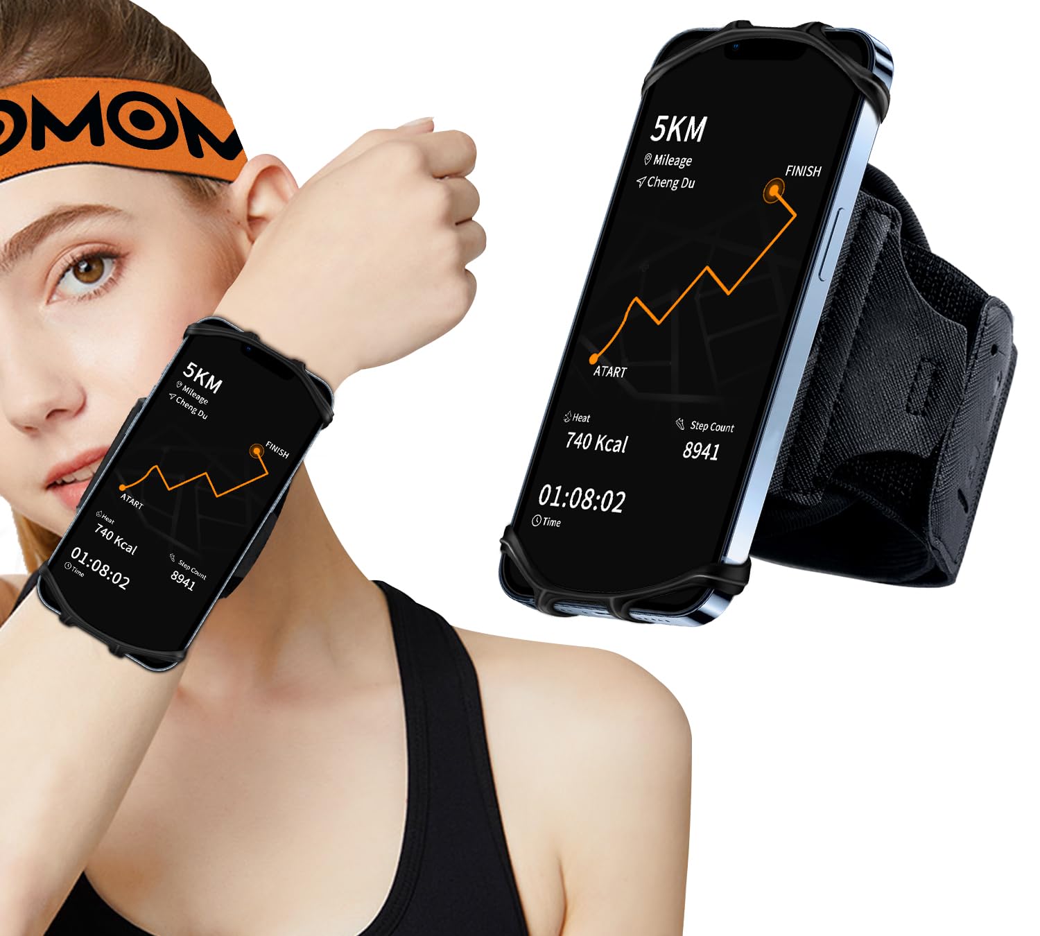 HLOMOM Running Phone Holder,Sports Phone Wristband 360° Rotation & Detachable (4.7-7.5in)