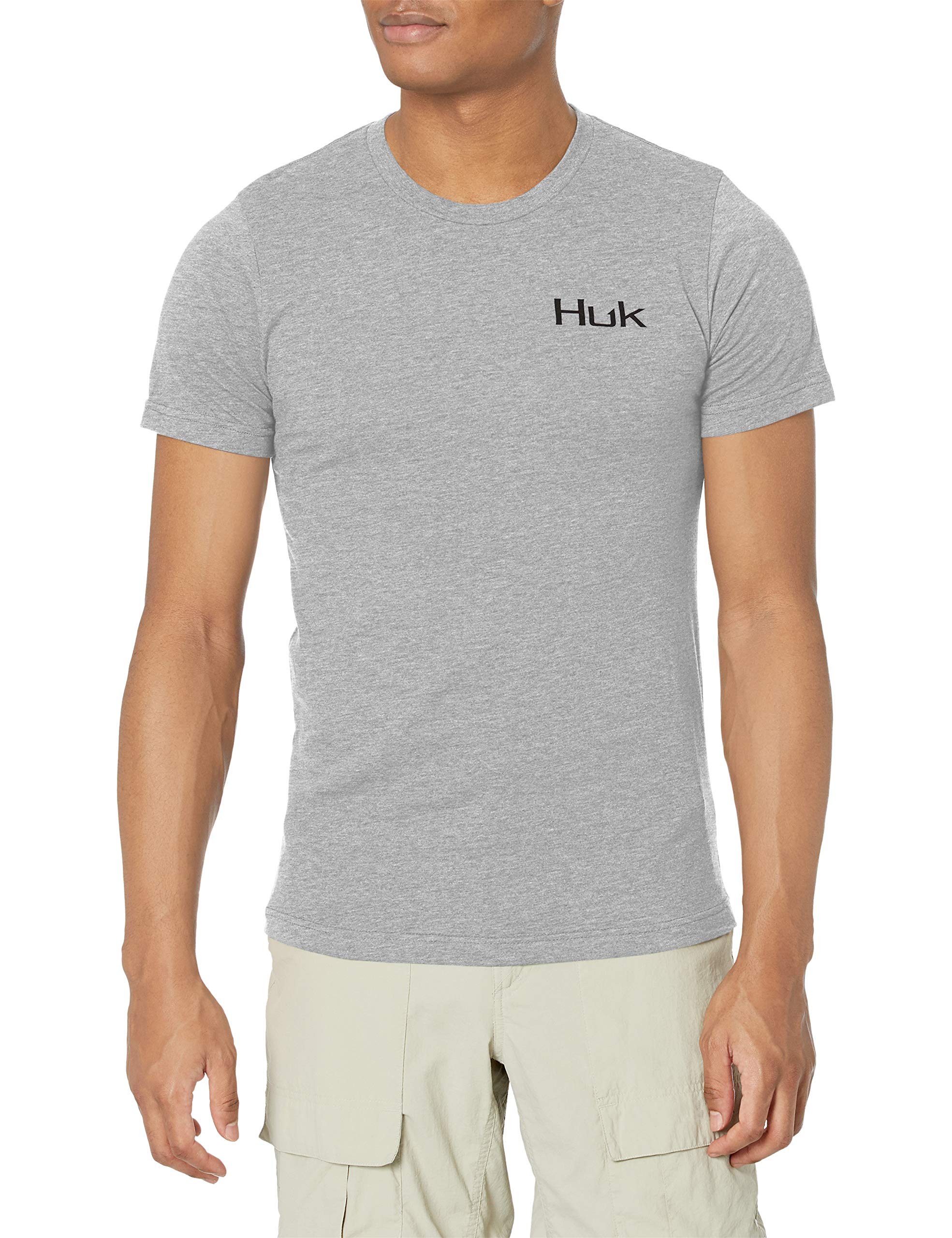 HUK Men's Short Sleeve Tee | Performance Fishing T-Shirt, Huk'd Up-Sargasso Sea Heather, XX-Large