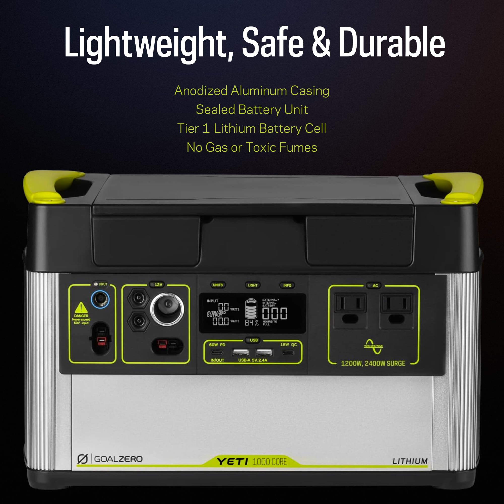 Goal Zero Yeti 1000 Core Portable Power Station, 1,000 W, Solar-Powered Generator (Solar Panel Not Included), USB-A/USB-C Ports and AC Outlets, Power for Camping (Yeti 1000 Core + Boulder 100BC)