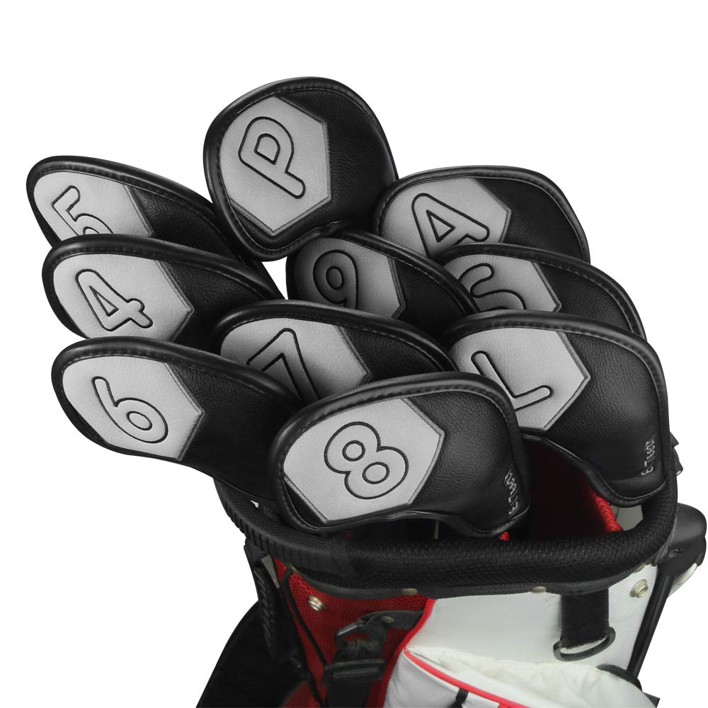 Golf Iron Head Covers 10Pcs Leather Golf Club Protector for Titleist Callaway Ping Taylormade