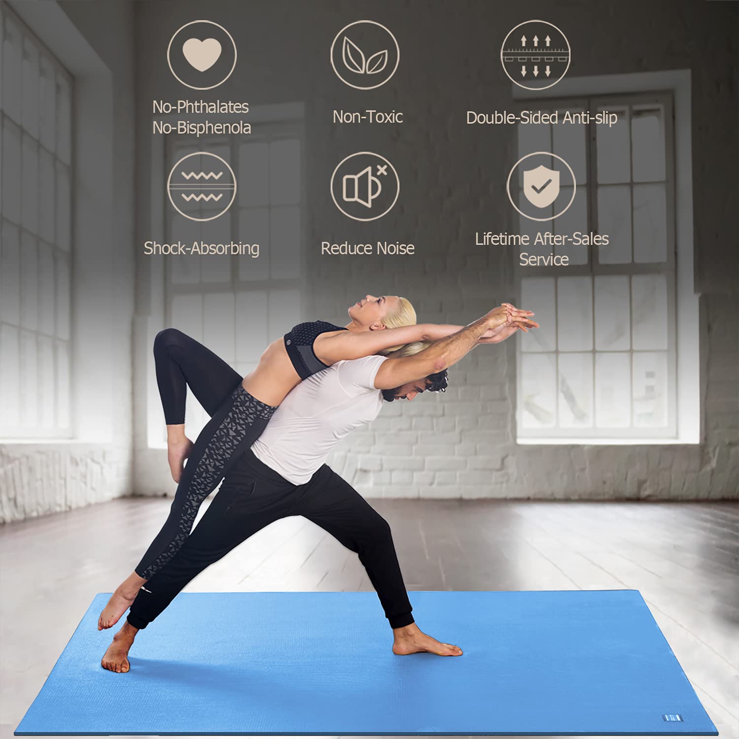 Gxmmat Large Yoga Mat 72"x 48"(6'x4') x 7mm for Pilates Stretching Home Gym Workout, Extra Thick Non Slip Anti-Tear Exercise Mat, Use Without Shoes