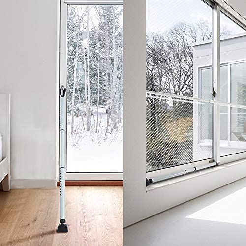HoneSecur 2-in-1 Door Security Bar & Sliding Patio 28″ Door Stopper Security Jammer Bar Child Proof Adjustable Constructed of High Grade Iron Window Doors Security Bars, White