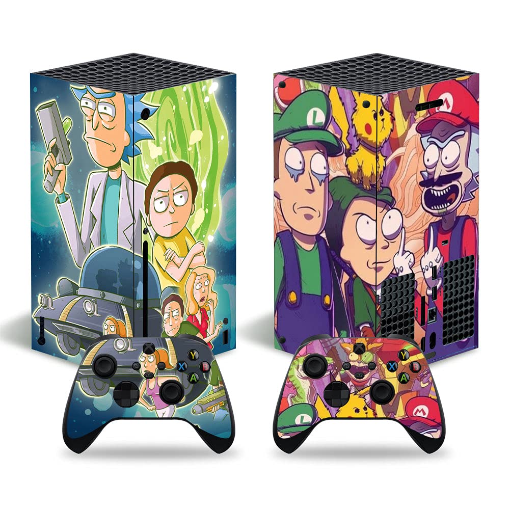 jiajing Rick and Morty Skin Decal Stickers for Xbox Series X Console Skin, Anime Protector Wrap Cover Protective Faceplate Full Set Console Compatible with Xbox Series X Controller Skins (4190)