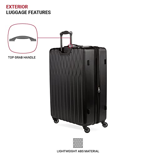 SwissGear 8018 Hardside Expandable Luggage with Spinner Wheels, Black, 3-Piece Set (20/24/27)