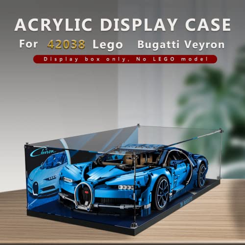 Xunsan Acrylic Display Case for Lego 42083 Series Construction Items-3MM Thick Dustproof Transparent Acrylic Display Box for Lego Technic Bugatti Chiron 42083(Display case only, no Model)