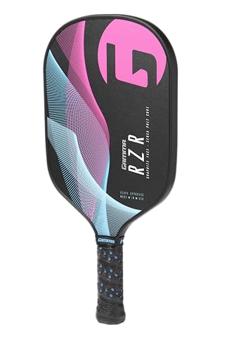 GAMMA RZR Composite Pickleball Paddle: Pickle Ball Paddles for Indoor & Outdoor Play - USAPA Approved Racquet for Adults & Kids - Pink/Blue