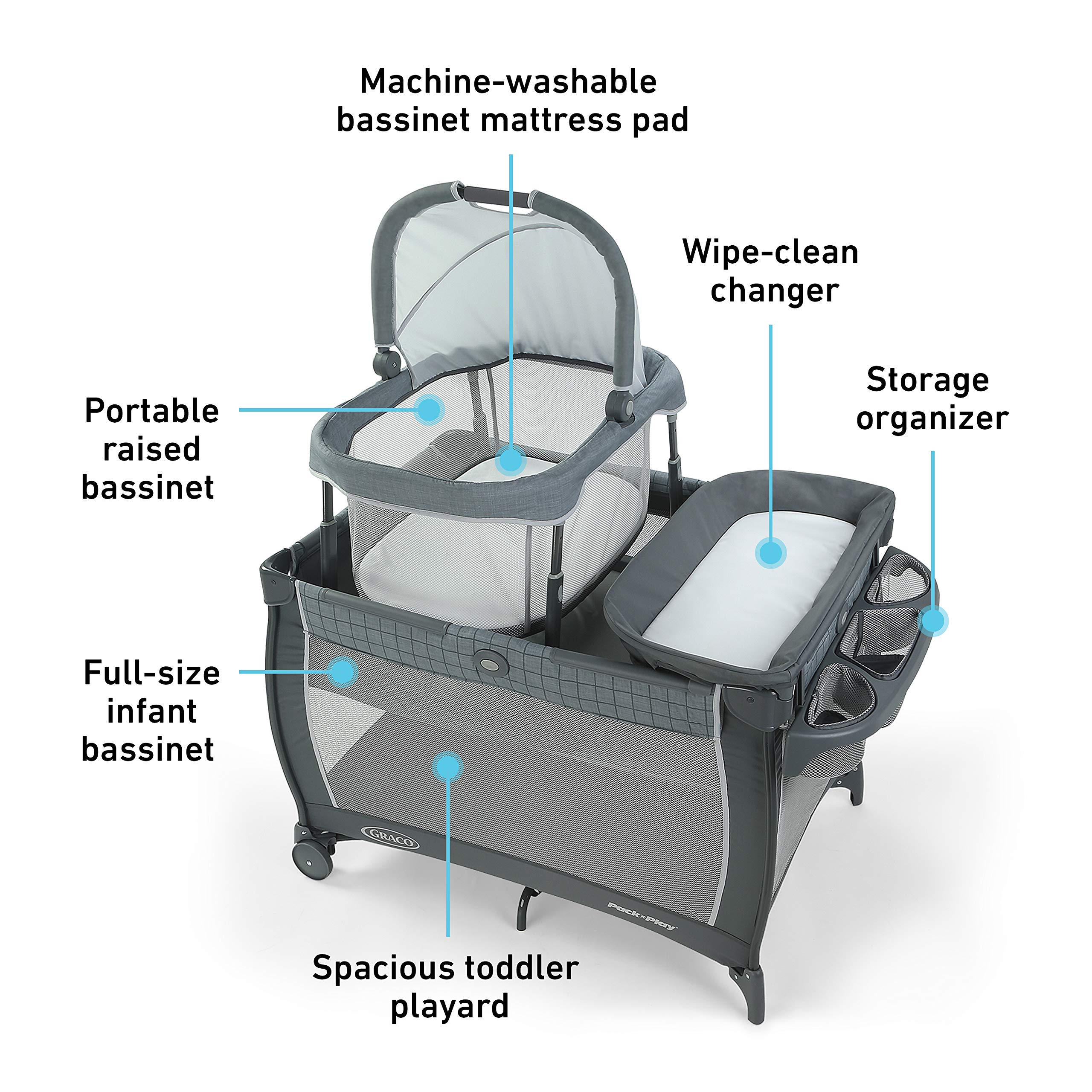 Graco Pack 'n Play Day2Dream Travel Bassinet Playard Features Portable Bassinet Diaper Changer and More (Alaska)