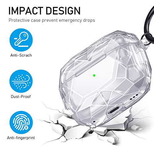 Youskin Airpod Pro 2 Case 2022 Diamond Crystal Clear, AirPods Pro 2nd Generation Case Cover, Full-Body Shockproof Hard Shell Protective for Men Women with Keychain,Crystal Clear