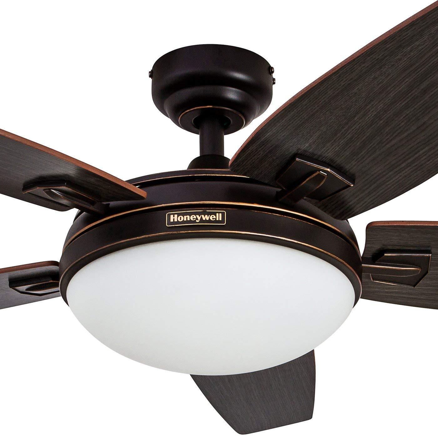 Honeywell Carmel 48-Inch Ceiling Fan with Integrated Light Kit and Remote Control, Five Reversible Cimarron/Ironwood Blades, Oil-Rubbed Bronze (Renewed)