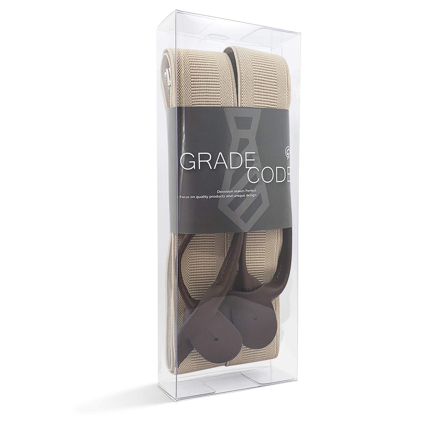 Grade Code Mens Button End Suspenders 49 Inch Y-Back Adjustable Elastic Tuxedo Suspenders (Black)