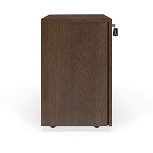 HON Basyx Commercial-Grade Mobile Wooden Pedestal, Filing Cabinet, Standard, Light Walnut