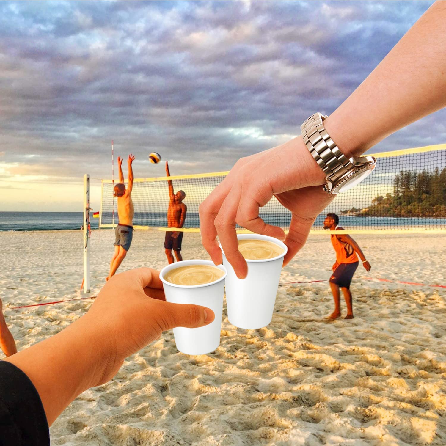 Hulless 100 Pcs 8 Oz Disposable Paper Cups Beverage Drinking Cup Paper Coffee Cups for Hot, Cold Beverages, Water, Juice, Coffee, Tea, Picnic and Party