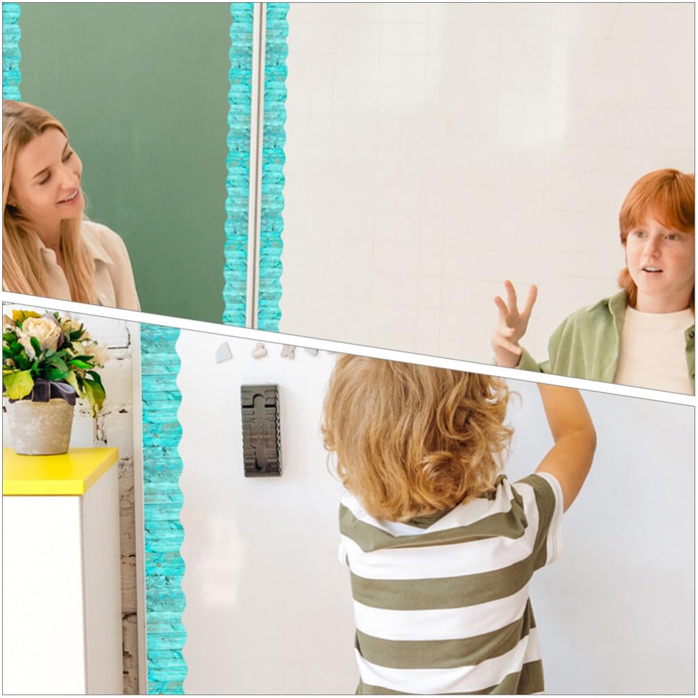 GANAZONO Magnetic Classroom Bulletin Board Border Wooden Pattern Wave Rolled Border Trim Scalloped Edge Border Trim Decoration for Edge Office 12pcs Sky-Blue