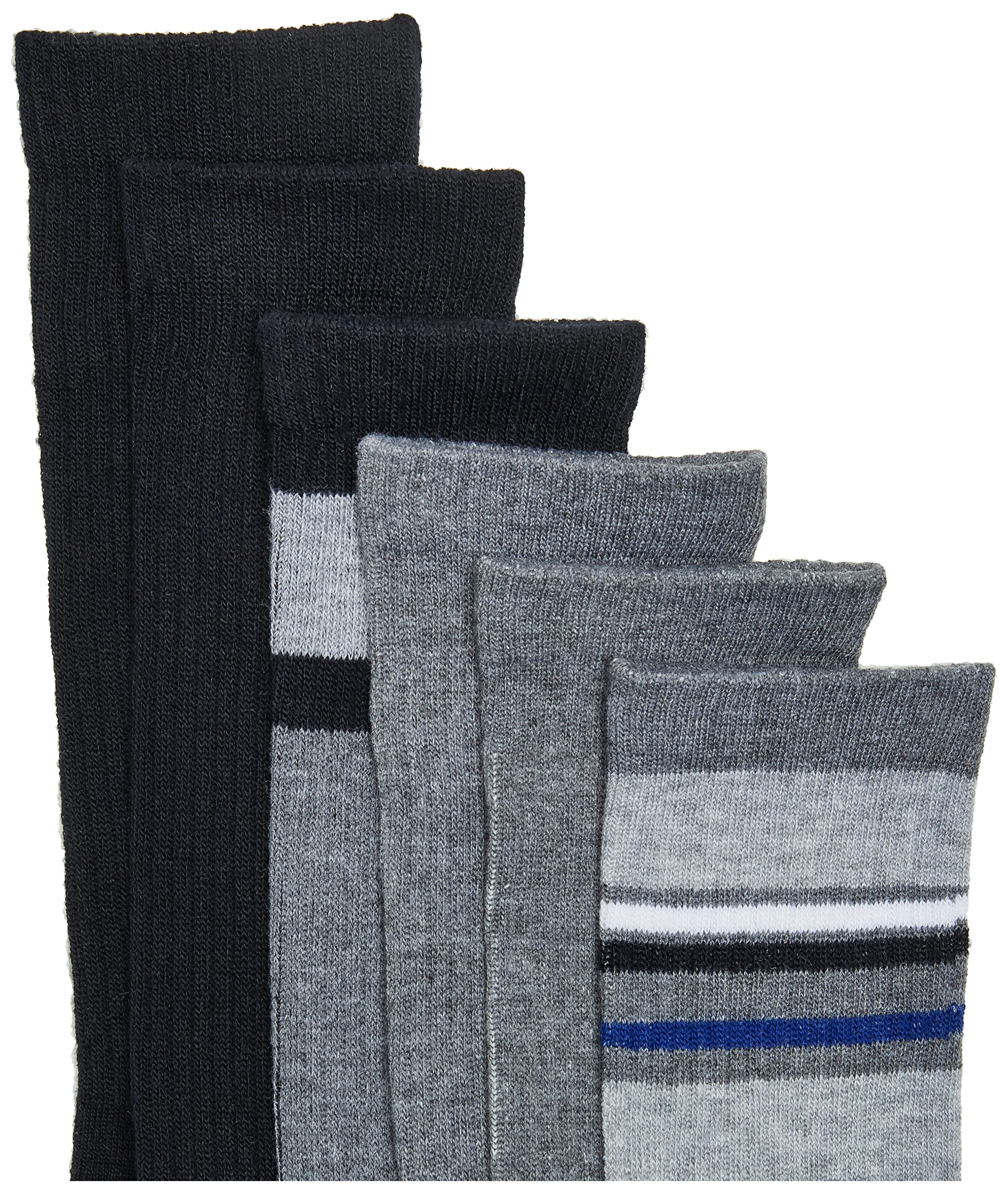 GOLDTOE Men's Athletic Crew Socks, 6-Pairs, Stripe Grey Heather, Large