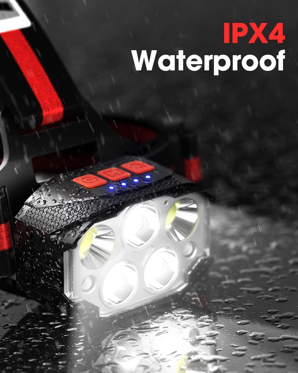 Headlamp Rechargeable, Super Bright 5 LED 14 Modes Head Lamps Flashlight for Adults Kids, w/ Adjustable Headband, Motion Sensor Headlight with Red Light for Outdoor Camping Gear Hiking Fishing Running