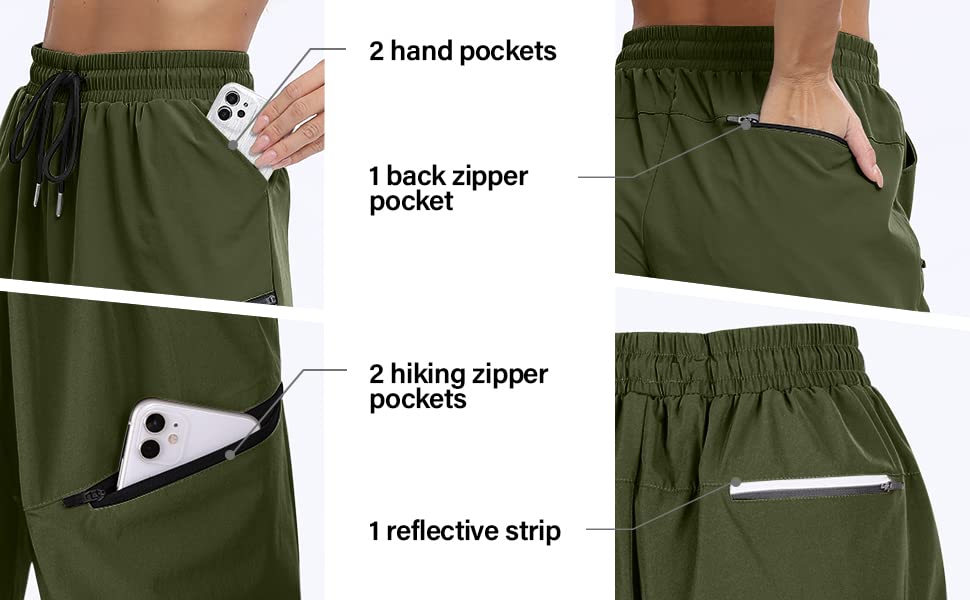 Hiking Shorts Women Quick Dry Athletic Elastic High Waisted Shorts Cargo Golf Shorts with Pockets Green L