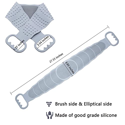 VULORA 2 PCS Silicone Body Back Exfoliating Scrubber for Shower Men Women Silicone Bath Body Brush Deep Clean & Invigorate Your Skin(Grey Pink) (Grey)